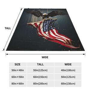 American Eagle and Flag Blanket Cozy Soft Throw Blanket for Couch Sofa Bedding Living Room, Warm Plush Flannel Blankets for Boys Girls Men Women 50"x40"