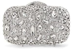 mossmon luxury crystal clutch rhinestones evening bag (silver)