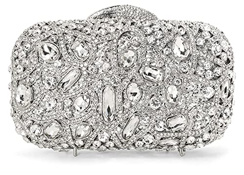 MOSSMON Luxury Crystal Clutch Rhinestones Evening Bag (silver)