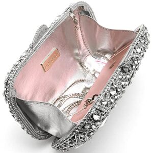 MOSSMON Luxury Crystal Clutch Rhinestones Evening Bag (silver)