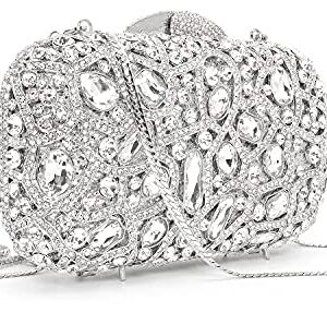 MOSSMON Luxury Crystal Clutch Rhinestones Evening Bag (silver)