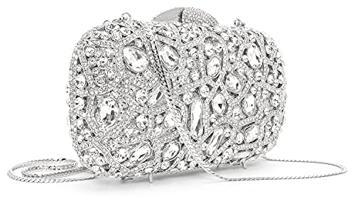 MOSSMON Luxury Crystal Clutch Rhinestones Evening Bag (silver)