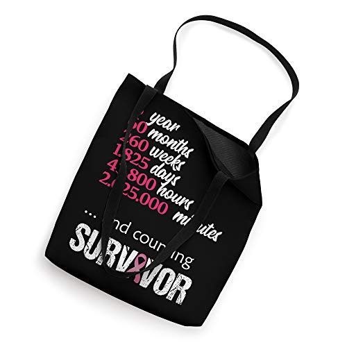 Five 5 Year Survivor Breast Cancer Shirt Awareness Gift Tote Bag