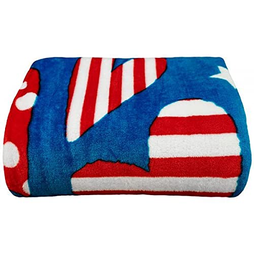 Infinity Republic - USA Hearts & Stars Super Plush Blanket - Perfect for Gifts, Holidays, Decor, etc!