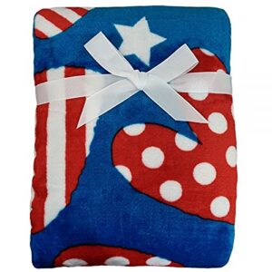 Infinity Republic - USA Hearts & Stars Super Plush Blanket - Perfect for Gifts, Holidays, Decor, etc!