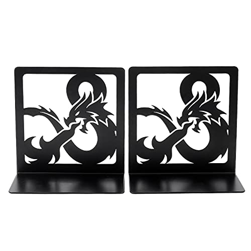 Gothic Dragon Design Bookends, Decorative Black Metal Book end Bookshelves, Unique Cool Bookend Books Stand for Home Office Decorative, Books Support Book Holder