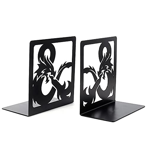 Gothic Dragon Design Bookends, Decorative Black Metal Book end Bookshelves, Unique Cool Bookend Books Stand for Home Office Decorative, Books Support Book Holder