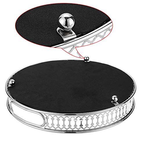 Hipiwe Mirror Vanity Tray - 10.6 inches Round Metal Makeup Tray Jewelry Trinket Tray, Cosmetic Perfume Tray for Dresser Bathroom Bedroom Countertop Organizer Tray