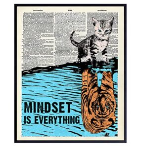 mindset is everything wall art – entrepreneur wall art – motivational wall decor – cat decor – cat gifts – inspirational posters – motivational gifts – office wall decor – sports wall decor