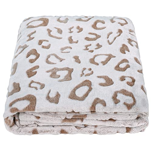 SOCHOW Flannel Fleece Leopard Print Throw Blanket, Lightweight Super Soft Cozy Plush Blanket, 50 × 60 Inches Brown Leopard