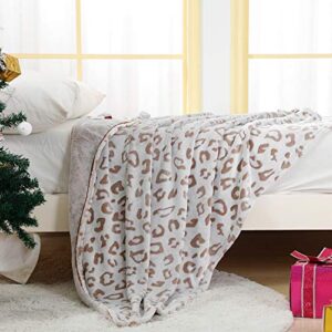 SOCHOW Flannel Fleece Leopard Print Throw Blanket, Lightweight Super Soft Cozy Plush Blanket, 50 × 60 Inches Brown Leopard