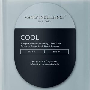 Manly Indulgence Cool Scented Jar Candle, Contemporary Collection, 2 Wick, Blue, 22 oz - Up to 120 Hours Burn