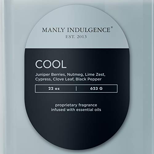 Manly Indulgence Cool Scented Jar Candle, Contemporary Collection, 2 Wick, Blue, 22 oz - Up to 120 Hours Burn