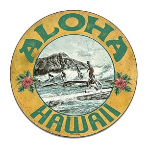 brotherhood diamond head park volcano surfing hawaii reproduction car company garage signs metal vintage style decor metal tin aluminum round sign home décor