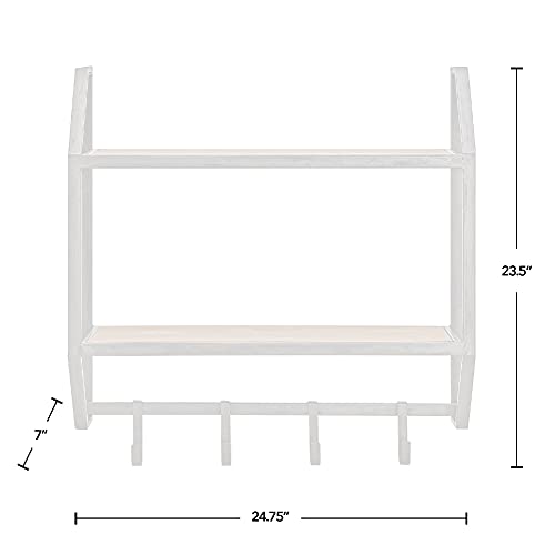 FirsTime & Co. Brown Bentley Wall Shelf with Hooks, Wall Mounted Floating Shelf for Bedroom, Kitchen, Living Room, Bathroom, Home Office, Wood, 24.75 x 7 x 23.5 inches (70438)