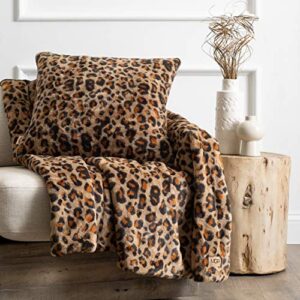 ugg – juno faux fur leopard throw blanket – soft accent blanket