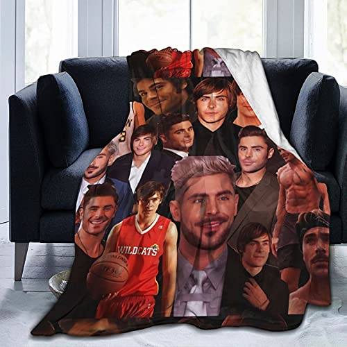 Zac Efron Collage Soft and Comfortable Warm Fleece Blanket for Sofa, Bed, Office Knee pad,Bed car Camp Beach Blanket Throw Blankets (50"x40") … (50"x40")