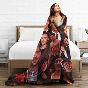 Zac Efron Collage Soft and Comfortable Warm Fleece Blanket for Sofa, Bed, Office Knee pad,Bed car Camp Beach Blanket Throw Blankets (50"x40") … (50"x40")