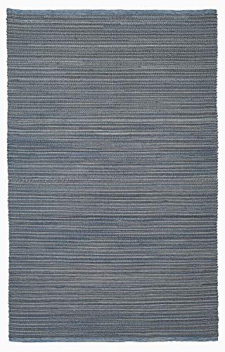 Fab Habitat Area Rug - Hand Woven, Stain Resistant, Pet Friendly - Premium Recycled Polyester Yarn & Reclaimed Rubber - Stripes - Kitchen, Bathroom - Kismet - Denim - 2 x 3 ft