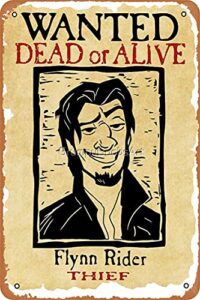 niumowang metal sign – wanted flynn rider: broken nose tin poster 12 x 8 inches