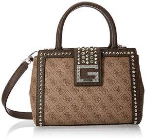 guess logo bling society satchel, latte