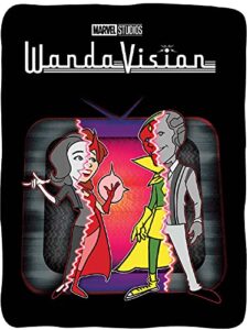 marvel: wandavision scarlet witch wanda & vision in color halloween throw blanket | 45 x 60 inches | plush throw blanket | cozy sherpa blanket | super soft lightweight fleece blanket |