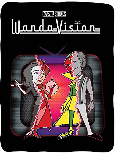 Marvel: WandaVision Scarlet Witch Wanda & Vision in Color Halloween Throw Blanket | 45 x 60 Inches | Plush Throw Blanket | Cozy Sherpa Blanket | Super Soft Lightweight Fleece Blanket |