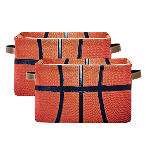 Storage Basket Cube Sport Ball Basketball Large Collapsible Toys Storage Box Bin Laundry Organizer for Closet Shelf Nursery Kids Bedroom,15x11x9.5 in,2 Pack