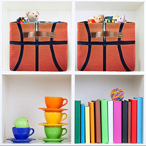 Storage Basket Cube Sport Ball Basketball Large Collapsible Toys Storage Box Bin Laundry Organizer for Closet Shelf Nursery Kids Bedroom,15x11x9.5 in,2 Pack