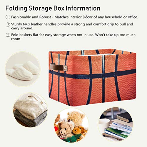 Storage Basket Cube Sport Ball Basketball Large Collapsible Toys Storage Box Bin Laundry Organizer for Closet Shelf Nursery Kids Bedroom,15x11x9.5 in,2 Pack