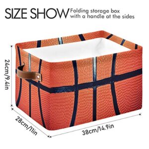 Storage Basket Cube Sport Ball Basketball Large Collapsible Toys Storage Box Bin Laundry Organizer for Closet Shelf Nursery Kids Bedroom,15x11x9.5 in,2 Pack