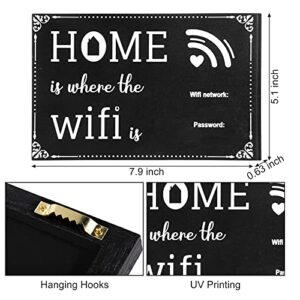 WiFi Pattern Password Sign Table Decors Home Wood Framed Sign Table Centerpieces Decoration Wooden Hanging Board Craft Topper Letter Welcome Party Wood Photo Block Holder Plaque for Home and Business