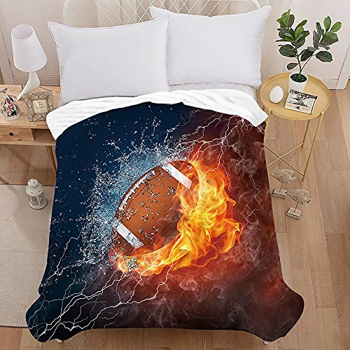 Football Blanket Soft Cozy Sherpa Water and Fire Sport Throw Blankets Football Gifts for Boys Kids Adult Plush Blanket for Couch Bed Sofa Home Decor(American Football,60"×80")