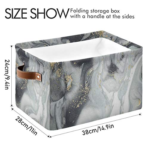 Storage Basket Cube Abstract Marble Texture Large Collapsible Toys Storage Box Bin Laundry Organizer for Closet Shelf Nursery Kids Bedroom,15x11x9.5 in,2 Pack