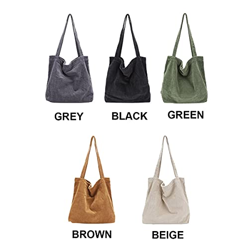 Women Shoulder Handbags Soft Corduroy Casual Hobo Bags Large Tote Bag Travel Satchel Shopping Bag for Women (Beige)