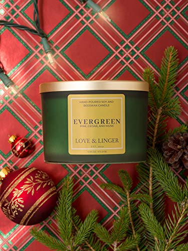 Evergreen Candle | Pine Candle | Luxury Soy & Beeswax Scented Candles for Home | 16 oz. Large Jar Candles | Christmas Candles | Winter Candle | Organic Gifts for Her