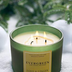 Evergreen Candle | Pine Candle | Luxury Soy & Beeswax Scented Candles for Home | 16 oz. Large Jar Candles | Christmas Candles | Winter Candle | Organic Gifts for Her