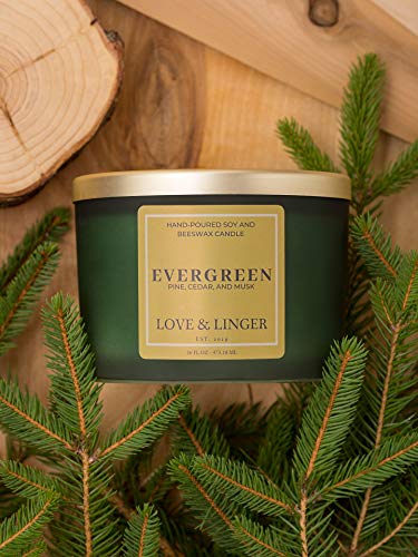 Evergreen Candle | Pine Candle | Luxury Soy & Beeswax Scented Candles for Home | 16 oz. Large Jar Candles | Christmas Candles | Winter Candle | Organic Gifts for Her