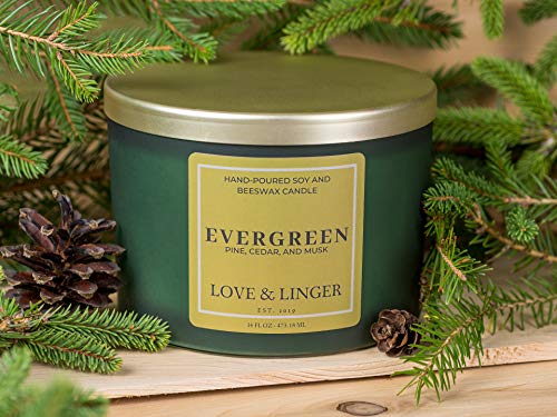 Evergreen Candle | Pine Candle | Luxury Soy & Beeswax Scented Candles for Home | 16 oz. Large Jar Candles | Christmas Candles | Winter Candle | Organic Gifts for Her