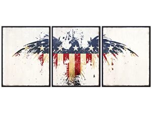 patriotic decor – american eagle wall decor – american flag wall decor – patriotic decorations – usa wall art – patriotic gifts for marine, army, air force, navy veteran – 8×10 poster set