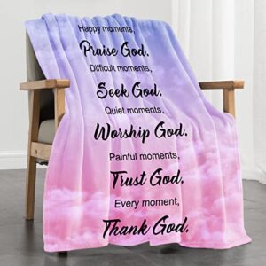 ohds christian bible verse throws blanket healing spiritual blanket gifts, religious prayer soft flannel fleece bed blanket get well soon gifts with inspirational thoughts & hugs 40″x 50″