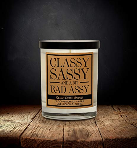 Classy, Sassy Funny Candles for Women Gift, Fun, Cool Candles, Funny Birthday Candle Gift for Boss Lady, Best Friend, Bestie, Mom, Wife, Friend or Sister, Mother’s Day, Retirement, Going Away, Moving