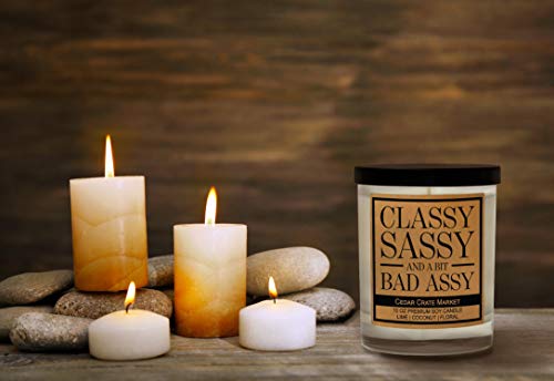 Classy, Sassy Funny Candles for Women Gift, Fun, Cool Candles, Funny Birthday Candle Gift for Boss Lady, Best Friend, Bestie, Mom, Wife, Friend or Sister, Mother’s Day, Retirement, Going Away, Moving