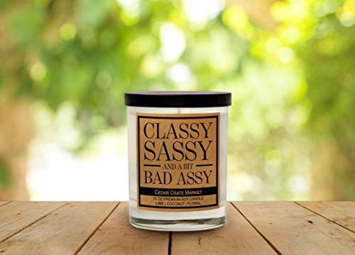 Classy, Sassy Funny Candles for Women Gift, Fun, Cool Candles, Funny Birthday Candle Gift for Boss Lady, Best Friend, Bestie, Mom, Wife, Friend or Sister, Mother’s Day, Retirement, Going Away, Moving