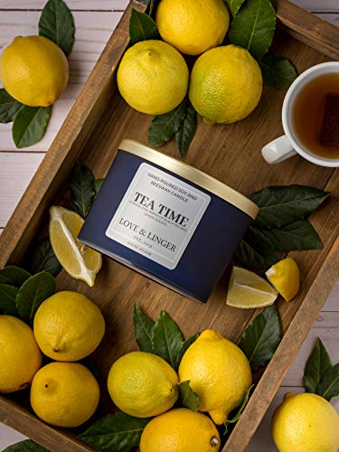 Black Tea Candles | Lemon Tea Candles Scented | Luxury Soy & Beeswax Candles for Home | 16 oz. Large Jar 3 Wick Candle | Scented Tea Candles | Cool Candles For Women | Summer Scented Candle