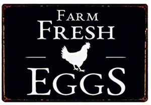 vintage tin poster chicken crossing farm fresh eggs metal tin sign 8×12 inch retro art home bar restaurant garage cafe gas shop wall decor metal plaque new