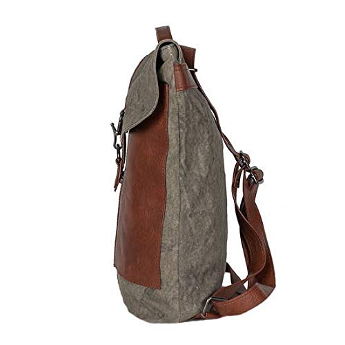 Mona B. Jamie Convertible Upcycled Canvas Tote and Landry Convertible Backpack with Vegan Leather Trim (Landry-Backpack Moss…)