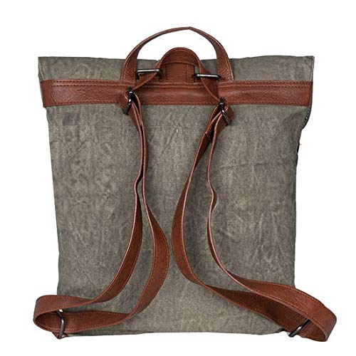 Mona B. Jamie Convertible Upcycled Canvas Tote and Landry Convertible Backpack with Vegan Leather Trim (Landry-Backpack Moss…)