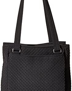 Vera Bradley Women's Microfiber Multi-Compartment Shoulder Satchel Purse, Classic Black, One Size