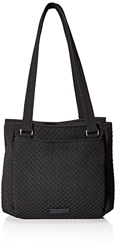 Vera Bradley Women's Microfiber Multi-Compartment Shoulder Satchel Purse, Classic Black, One Size